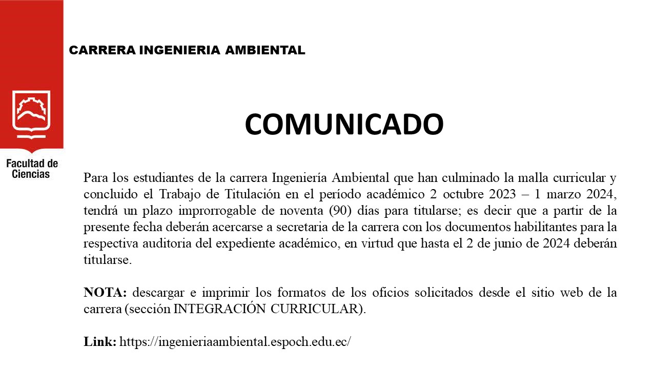 COMUNICADO IMPORTANTE AUDITORIAS DE CARPETAS – Ingenieria Ambiental